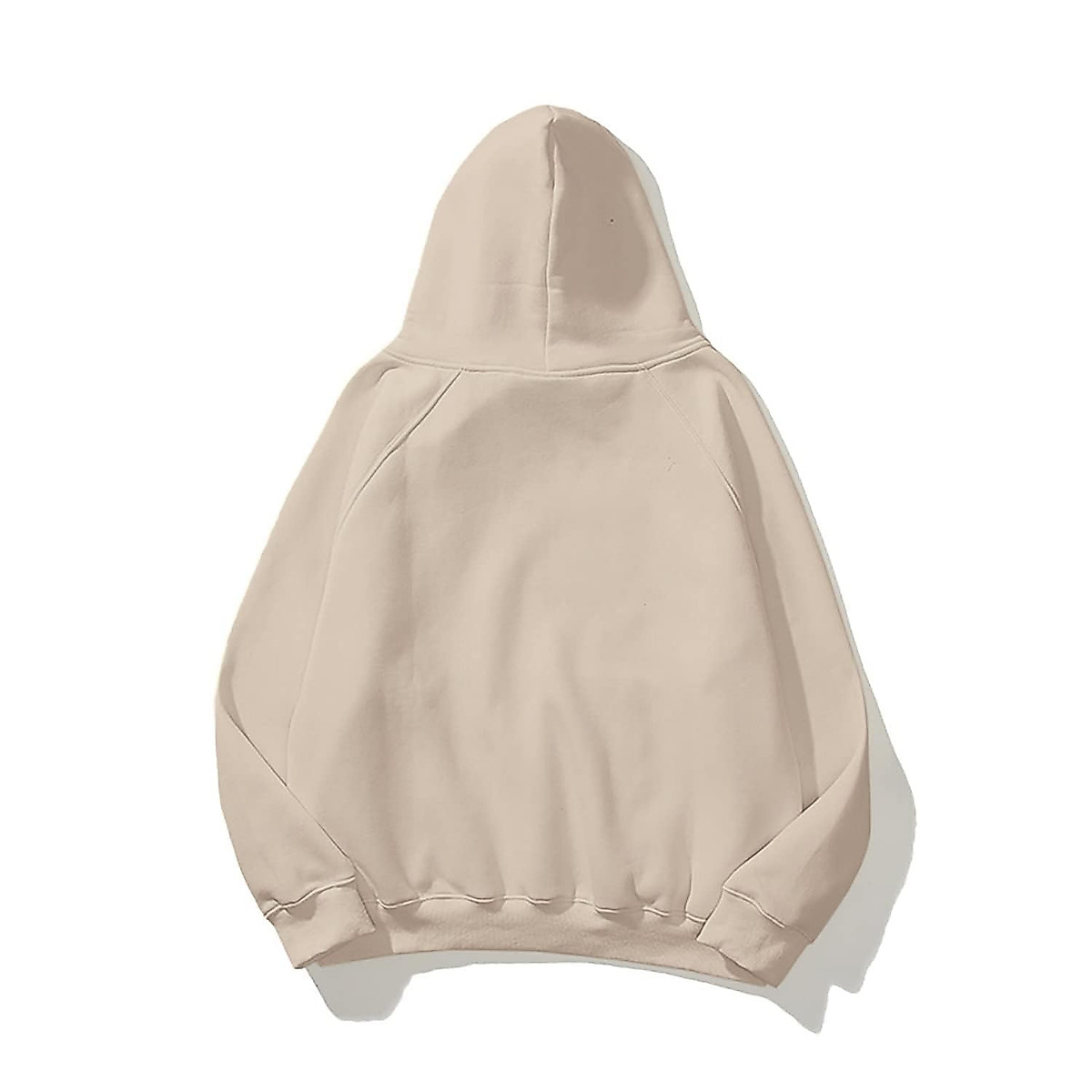 SAFRISIOR Oversized Hoodies for Women and Men Couples Fleece Basic Solid Hooded Sweatshirt Pullover Jackets Beige