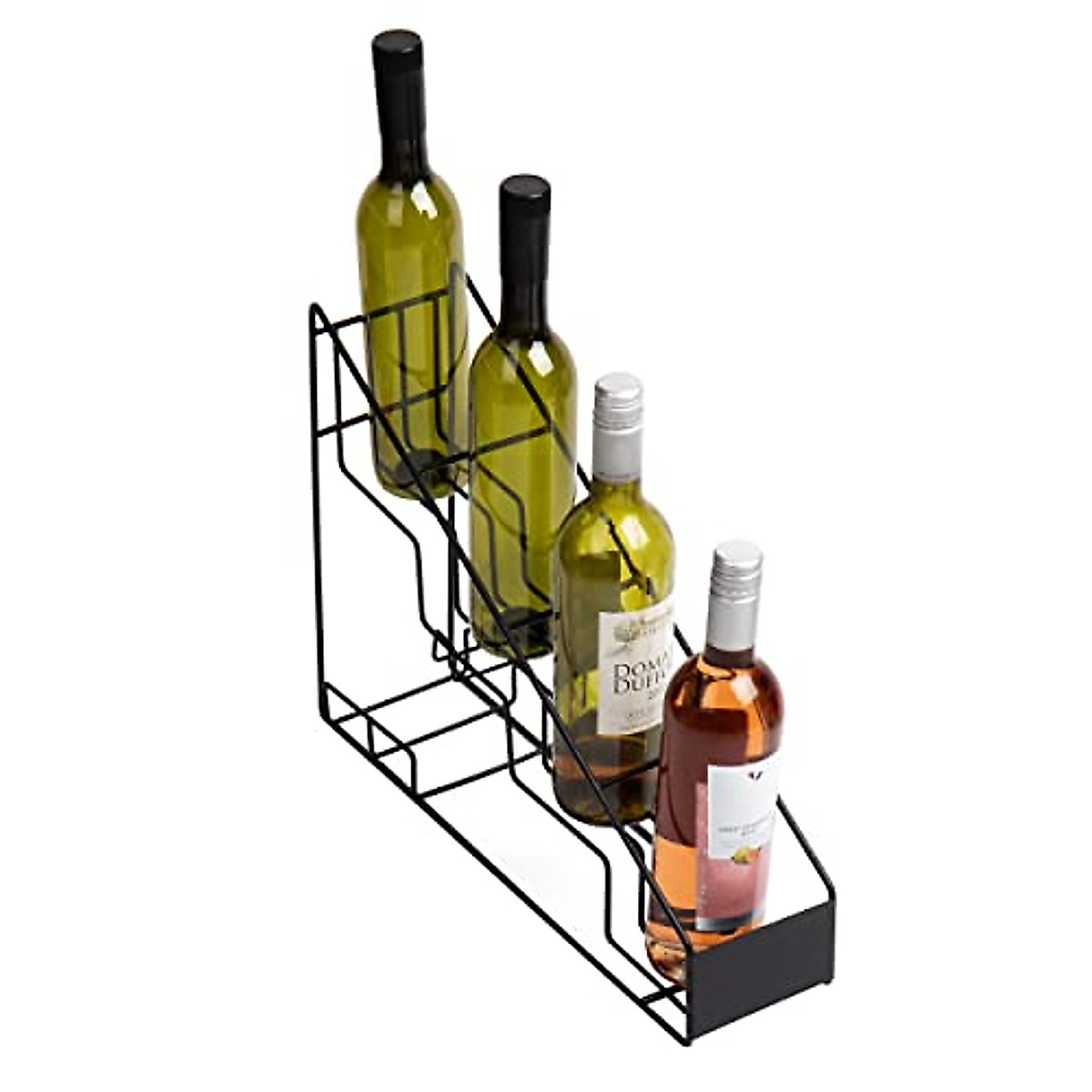 Mind Reader IRSYR4-BLK Clear Syrup Bottle Holder, Wire 4 Compartment Bottle Organizer, Storage for Syrup, Wine, Dressing - 4 Capacity, Black