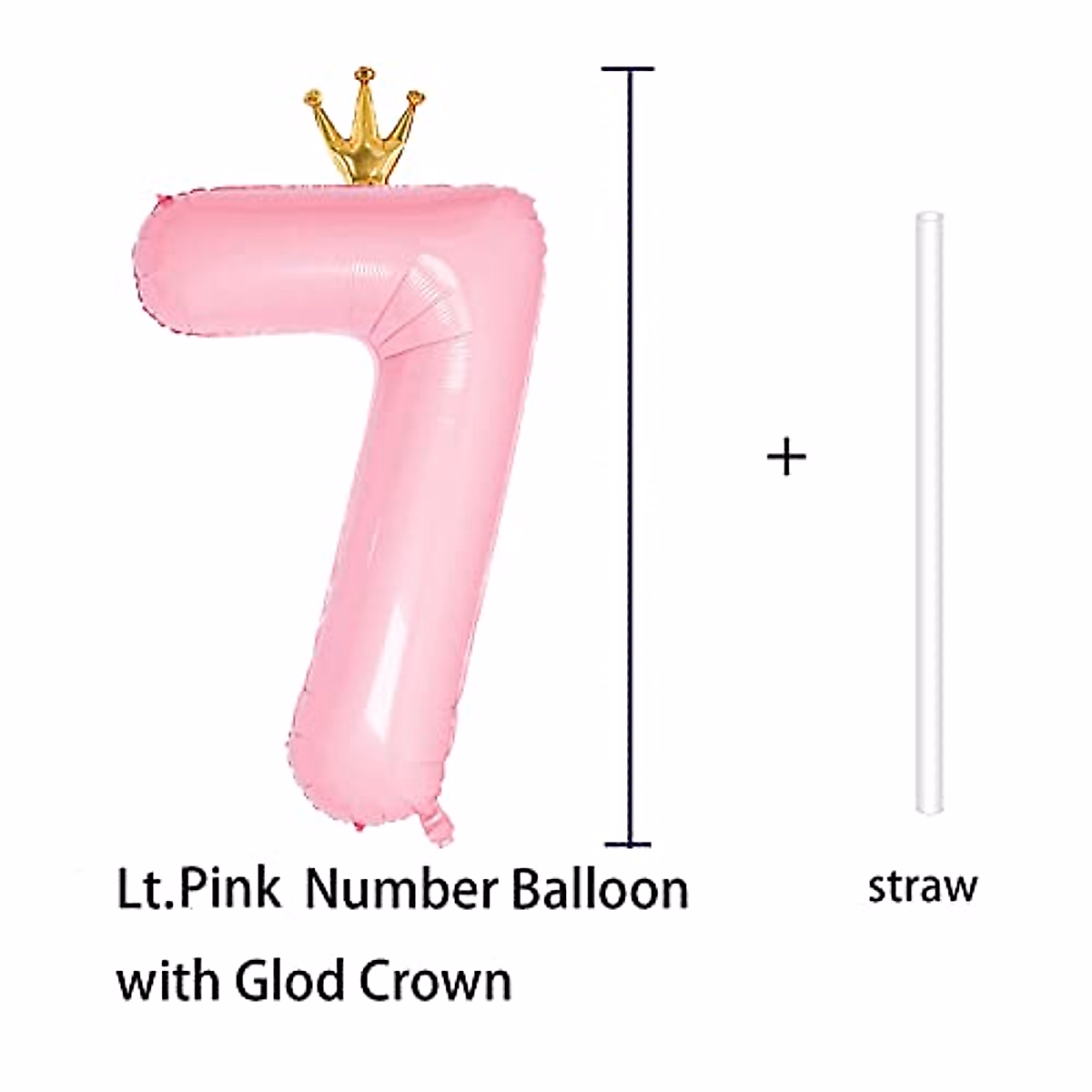 Gifloon Number 7 Balloon with Crown, Large number balloons 40 inch, 7th Birthday Party Decorations Supplies 7 Year Old Birthday Sign Decor, Pink