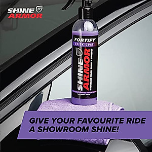 SHINE ARMOR Ceramic Coating Fortify Quick Coat Car Wax Polish Spray Waterless Wash & Wax Hydrophobic Top Coat Polish & Polymer Paint Sealant Detail Protection 8 Fl Oz