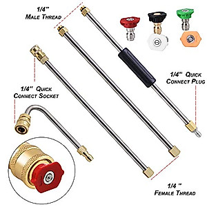 Twinkle Star Pressure Washer Extension Wand Set, 8 ft Replacement Lance with 5 Nozzle Tips, 4000 PSI