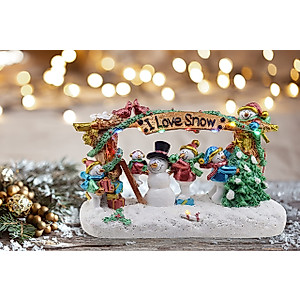 Christmas Village Building A Snowman - Pre-lit Tabletop Snow Village - Perfect Addition to Your Christmas Indoor Decorations & Christmas Village Displays