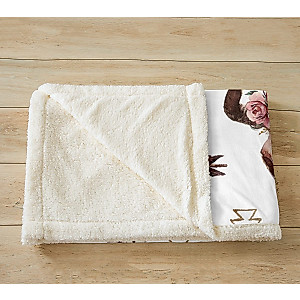 Feelyou Bull Skull Throw Blanket Girls Women Boho Arrow Floral Blanket Bohemian Wild Animal Skeleton Fleece Sherpa Blanket for Bed Couch Chair Decor Tribal Exotic Fuzzy Blanket SoftThrow 50"x60"