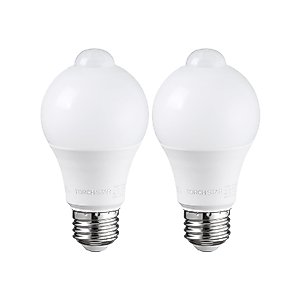 TORCHSTAR LED Motion Sensor Light Bulb, 9W (60W Eqv) 900LM, E26 Base, A19 Motion Activated LED Light Bulb for Laundry, Basement, Hallway, Closet, UL Listed, 6000K Pure White, Pack of 2