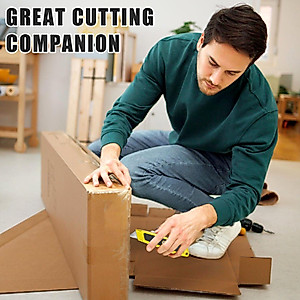 DIYSELF 4 Pack Box Cutters Utility Knives, Retractable Box Cutter Box Knife with 10 Utility Blades, Box Package Opener, Razor Knife Utility Heavy Duty for Cardboard, Carpet, Paper, Box Cutter Knife