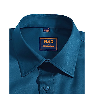 Alimens & Gentle Mens Short Sleeve Dress Shirts Casual Button Down Shirt Short Sleeve Button Up Shirt Azure Blue Large