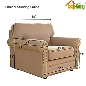 Easy-Going Stretch Chair Sofa Slipcover 1-Piece Couch Sofa Cover Furniture Protector Soft with Elastic Bottom for Kids, Pet. Spandex Jacquard Fabric Small Checks (Chair, Cream)