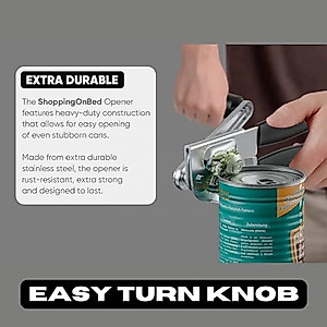 T1W Crank Handle Commercial Can Opener - Heavy Duty Can Opener - Ergonomic Cushioned Handle - Manual Hand Can Opener