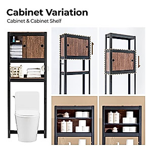 HOMEDANT House Over The Toilet Cabinet Shelf with Laminated Board, Adjustable Bathroom Storage Organizer Rack with Sliding Door, Medicine Cabinet Shelving, Shelves for Laundry Restroom Kitchen Garage