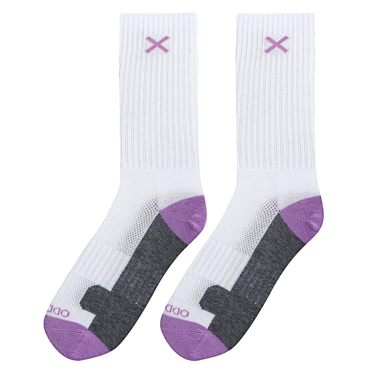 Odd Sox - Basix Crew Socks for Women, Comfort Athletic Fit, Mid-Calf, Purple White Heather