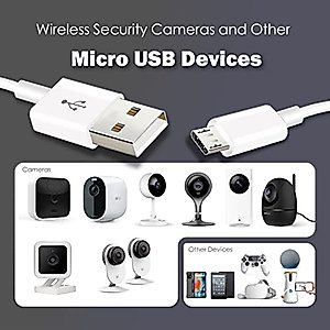 ANLINK 2 Pack 16.4ft 5M Power Extension Cable for Wyze Cam,YI Camera, Nest Cam, Blink, Netvue, Kasa Cam,USB to Micro USB Extension Charging and Data Sync Cord for Home Security Camera and More
