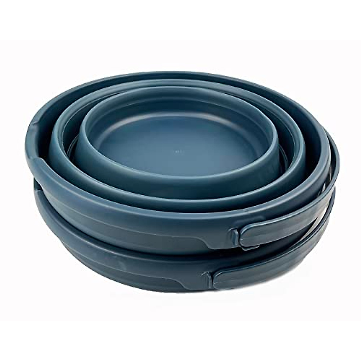 SAMMART 10L (2.6 Gallon) Collapsible Plastic Bucket - Foldable Round Tub - Portable Fishing Water Pail - Space Saving Outdoor Waterpot, Size 33cm Dia (Leaf Blue (Set of 2))