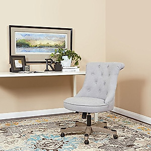 OSP Home Furnishings Hannah Tufted Office Chair with Adjustable Height and Grey Wood Base, Fog Fabric