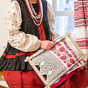 Needlepoint Embroidery Tapestry Scroll Frame Cross Stitch Frame Wooden Needlepoint Stretcher Frame Wood Needlework Frame Quilting Hoop Stand Stitching Needlepoint Holder Tool for Sewing, 12 x 21 Inch