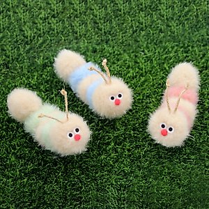 Jumpaws Interactive Natural 3 PK Catnip Toy, with Rattle, Bite Resistant, for All Ages Indoor Cat, Soft Caterpillar Toys, Fluffy Kitten Toy