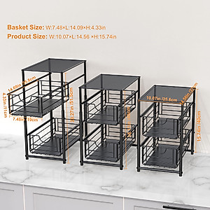 Almaybe Under Sink Organizers and Storage, 2 Tiers Metal Adjustable Height Pull Out Cabinet Organizer, Stackable for Kitchen Bathroom Organizers and Storage (Black)