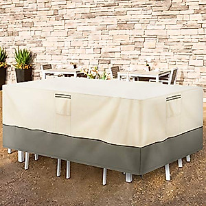 SEKKVY Shield Patio Table Cover, Outdoor Patio Furniture Cover-Durable Heavy Duty 600D Oxford Furniture Covers Waterproof Dining Table and Chairs Set Cover (Rectangular, 88"x 57"x 23")