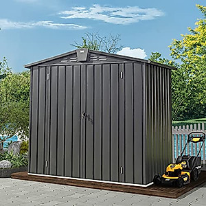Domi Outdoor Storage Shed 6.5'x 4.2', Metal Garden Shed for Bike, Trash Can, Tools, Lawn Mowers, Pool Toys, Galvanized Steel Outdoor Storage Cabinet with Lockable Door for Backyard, Patio, Lawn