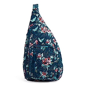 Vera Bradley Women's Cotton Sling Backpack, Rose Toile - Recycled Cotton, One Size