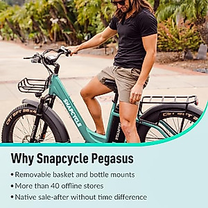 Snapcycle Electric Bike for Adults,1000W Peak Motor 28MPH with 26" x 4.0 Fat Tire Step-Thru Ebike,48V 15AH Removable Battery, Hydraulic Brake, Shock Absorber, Commuter Ebikes,7-Speed Gear, UL