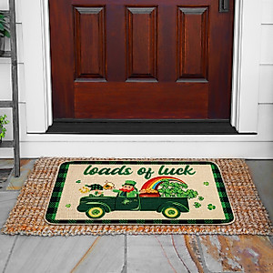 Tieshankao St Patricks Day Gnome Doormat Decorations-Shamrock Leprechaun Lucky Door mat Rug Irish Saint Patty's Decor for The Home Bathroom