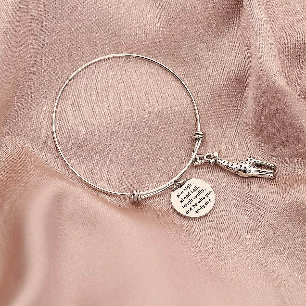 AKTAP Giraffe Gifts Giraffe Jewelry Aim High Stand Tall Laugh Loudly and Be Who You Truly Are Giraffe Keychains