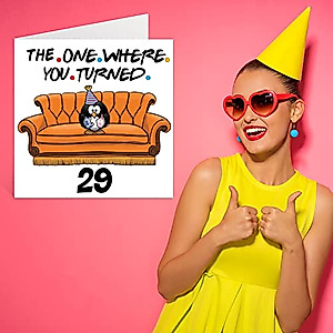 Fun 29th Birthday Cards for Men Woman - The One Where - Funny Birthday Card for Son Daughter Brother Sister Uncle Auntie Niece Nephew Cousin, 5.7 x 5.7 Inch Greeting Cards, 29th Birthday Card