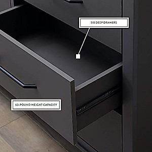Edenbrook Bedroom-Six Drawer-Modern Design-Easy Assembly, Grey Dresser, 15x19x24 inches