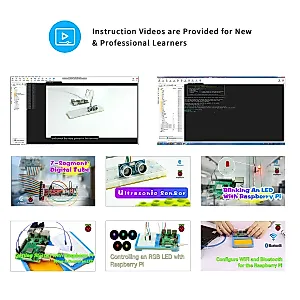 Gewbot Complete Starter Kit for Raspberry Pi 4 B 3 B+ with Python C Code,40 Projects STEAM Education Kit,DIY Electronic Kit with 480 Pages PDF Manual