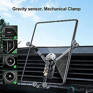 Xuenair Amazing Z Fold Car Mount Universal Z Fold 4 Car Mount Aluminum,Vent Samsung Z Fold 3 Car Mount for Galaxy Z Fold 4 3 2[Without CASE] S21 S20 iPhone 13 pro max 4.7-8" Phones-Black