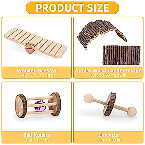 Beyoung 10 Pack Hamster Chew Toys, Small Animal Activity Toys Accessories Molar Teeth Care Natural Apple Wood Ladder Bell Roller for Dwarf Hamsters Rat Guinea Pigs Chinchillas Gerbils Bunnies
