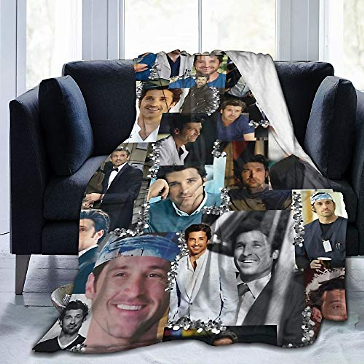 Patrick Dempsey as Derek Shepherd Soft and Comfortable Warm Throw Blanket Beach Blanket Picnic Blanket Fleece Blankets for Sofa,Office Bed car Camp Couch (60"x50")
