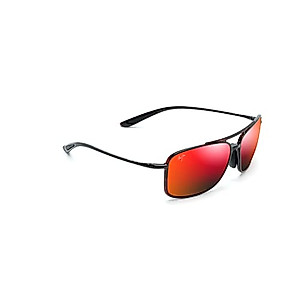 Maui Jim Men's and Women's Kaupo Gap Polarized Aviator Sunglasses, Red/Black Tortoise/Hawaii Lava ™, Medium