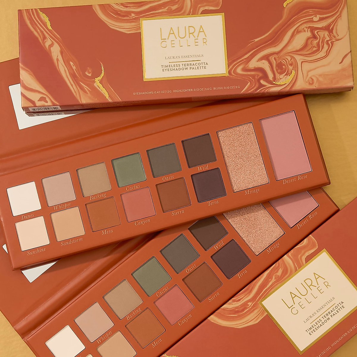 LAURA GELLER NEW YORK Laura's Essentials Timeless Terracotta Eye & Face Makeup Palette, Matte & Shimmer Eyeshadows with Blush and Highlighter Duo