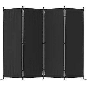 Morngardo Room Divider Folding Privacy Screens 4 Panel Partitions 88" Dividers Portable Separating for Home Office Bedroom Dorm Decor (Black)