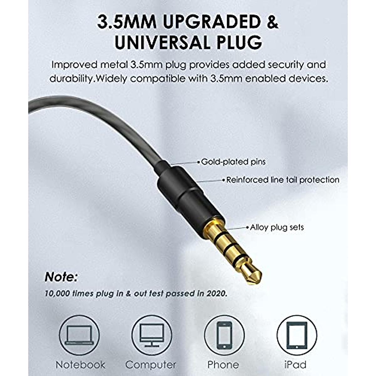 Earphones Wired with Microphone, Metal in-Ear Earbuds with Volume Control, High Bass Stereo Sound Headphones Headsets, Noise Isolation Ear Buds for Smartphone Tablet MP3 Samsung 3.5mm Audio Devices