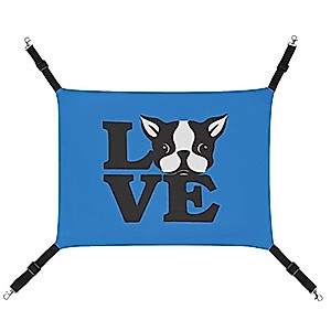 I Love Boston Terriers Pet Hammock Comfortable Adjustable Hanging Bed for Small Animals Dogs Cats Hamster
