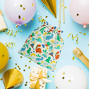 silenwest Baby Boy Gift Bags,Premium Canvas Drawstring Bags | Extra Large 24"x 20" | Reusable Fabric | Perfect for Baby Showers,Birthday Parties and More | Dinosaur Garden