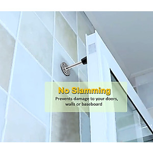 LDEXIN 2 Pack Stainless Steel Heavy Duty Door Stop 5" Wall Mounted Door Stopper with Rubber Tip Design Mute for Wall and Door Protection, 4.7" / 120mm