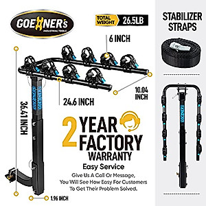 4 Bike Rack Hitch Mount(180 lbs Capacity), Bike Hitch Hanging Rack and Carrier for Car, SUV and Truck with 2” Receiver, High Strength Double Arms, Anti-Rattle System