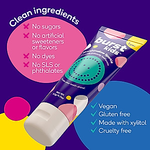 BURSTkids Marshmallow Sparkle Kids Toothpaste with Fluoride - Great Tasting Flavored Childrens & Toddler Toothpaste - Anticavity, Dye Free, Vegan, Safe Toothpaste for Kids Ages 2+ - 4oz