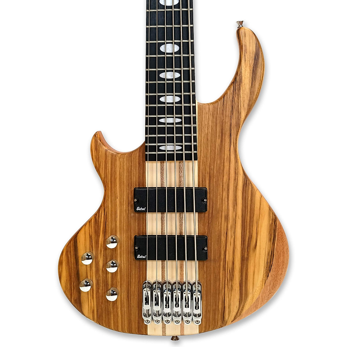 Left-handed 6 String Electric Bass Guitar Millettia Laurentii+Okoume body maple neck