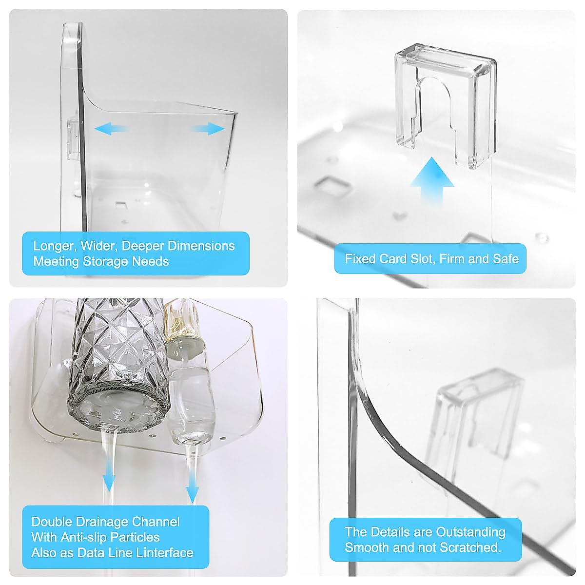 ITATIOLFY 2 Pack Wall Mount Self adhesive Cabinet Door Organizer set,Clear acrylic Floating Shelves, Shower Storage Shelf,For Bathroom,Kitchen,Office,Living Room,Under Sink,Bedside table Decor.