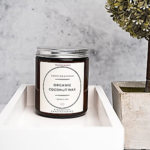 Coconut Wax Scented Candle - Wood Wick - Long Lasting - Smoke Free - Organic - The Clever Mammoth - (Vanilla Large)