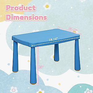 Domi Kids Table, Enlarged Plastic Toddler Children Activity Rectangular Table - Ideal for Arts & Crafts, Snack Time, Homeschooling, Homework & More (Blue)