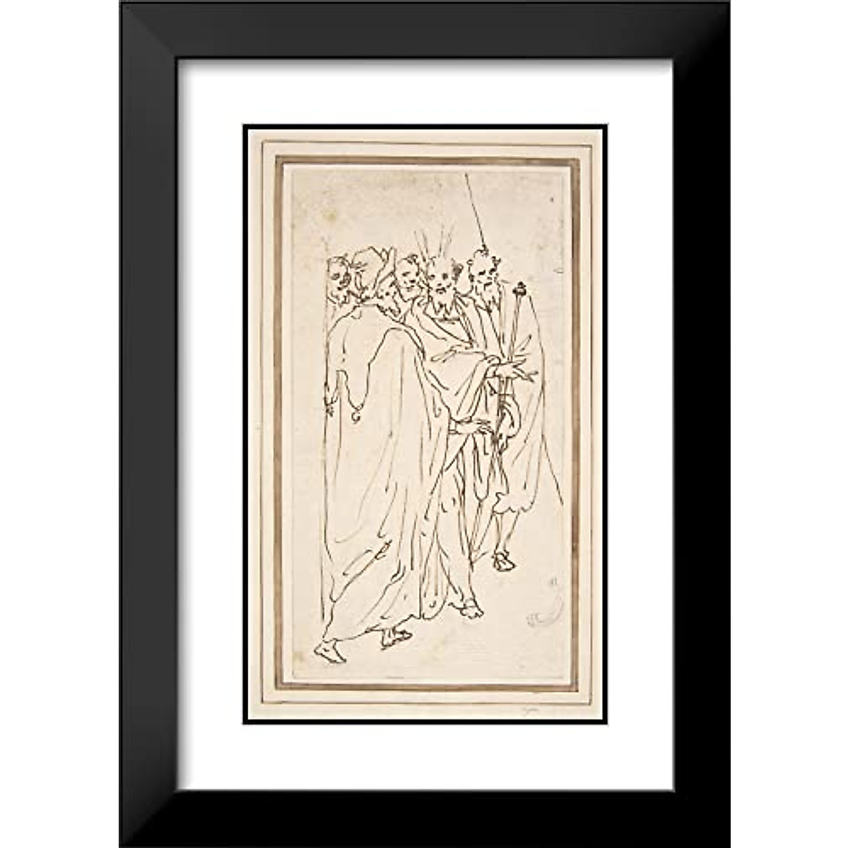 ArtDirect Cesare Nebbia 12x18 Black Modern Frame and Double Matted Museum Art Print Titled - Moses and Other Figures (1570-80)