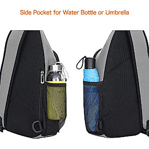 MOSISO Sling Backpack,Multipurpose Travel Hiking Daypack Rope Crossbody Shoulder Bag with Front Buckle Pouch&Reflective Strip, Black