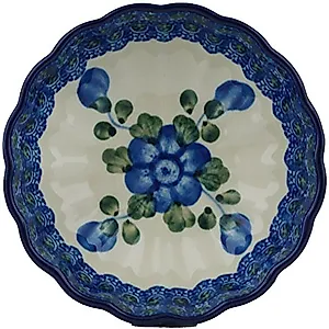 Polish Pottery Bowl 5-inch Blue Poppies made by Ceramika Artystyczna