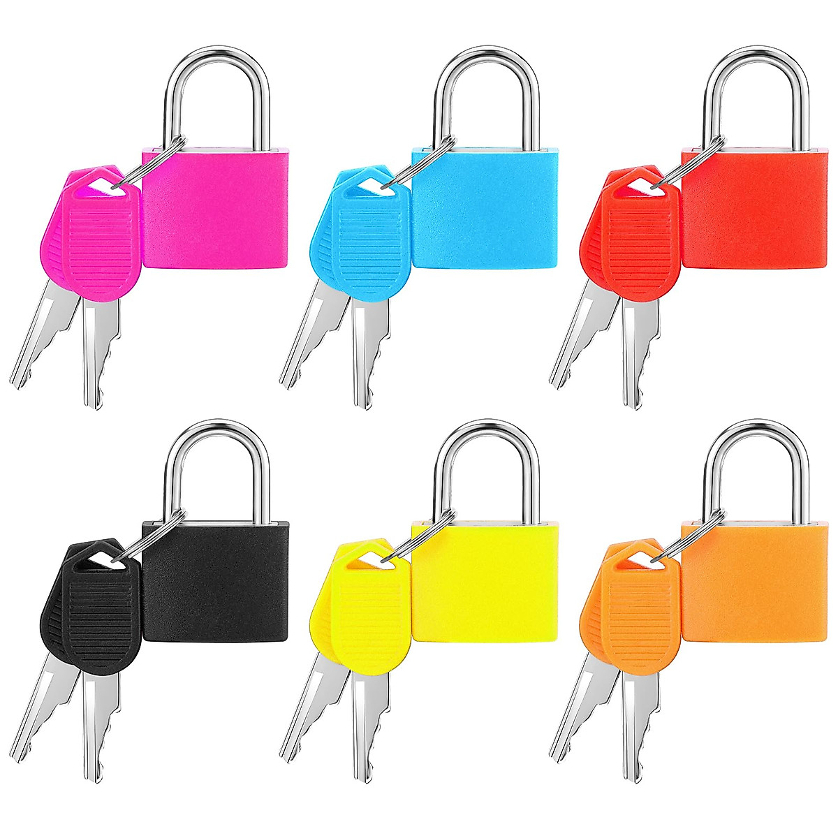 6 Pcs Luggage Locks with Keys, Locker Lock Small Luggage Padlocks, Suitcase Locks Metal Keyed Padlock for School Gym
