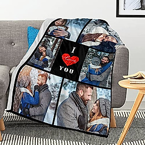 DIYKST Couples Gifts Personalized Photo Blanket for Boyfriend and Girlfriend Custom Valentines Day Blankets Gifts for Boyfriend Husband-4 Sizes